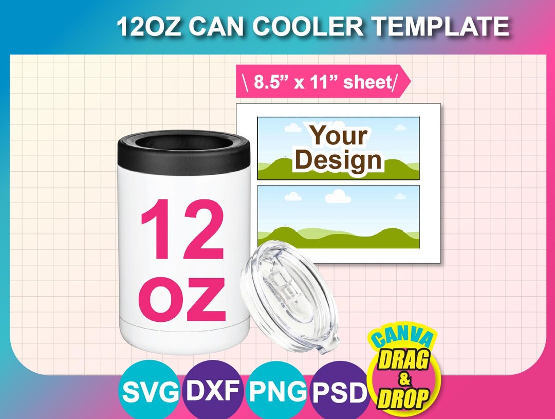 12oz Can Cooler Template: Sublimation Design (digital Download) - Etsy