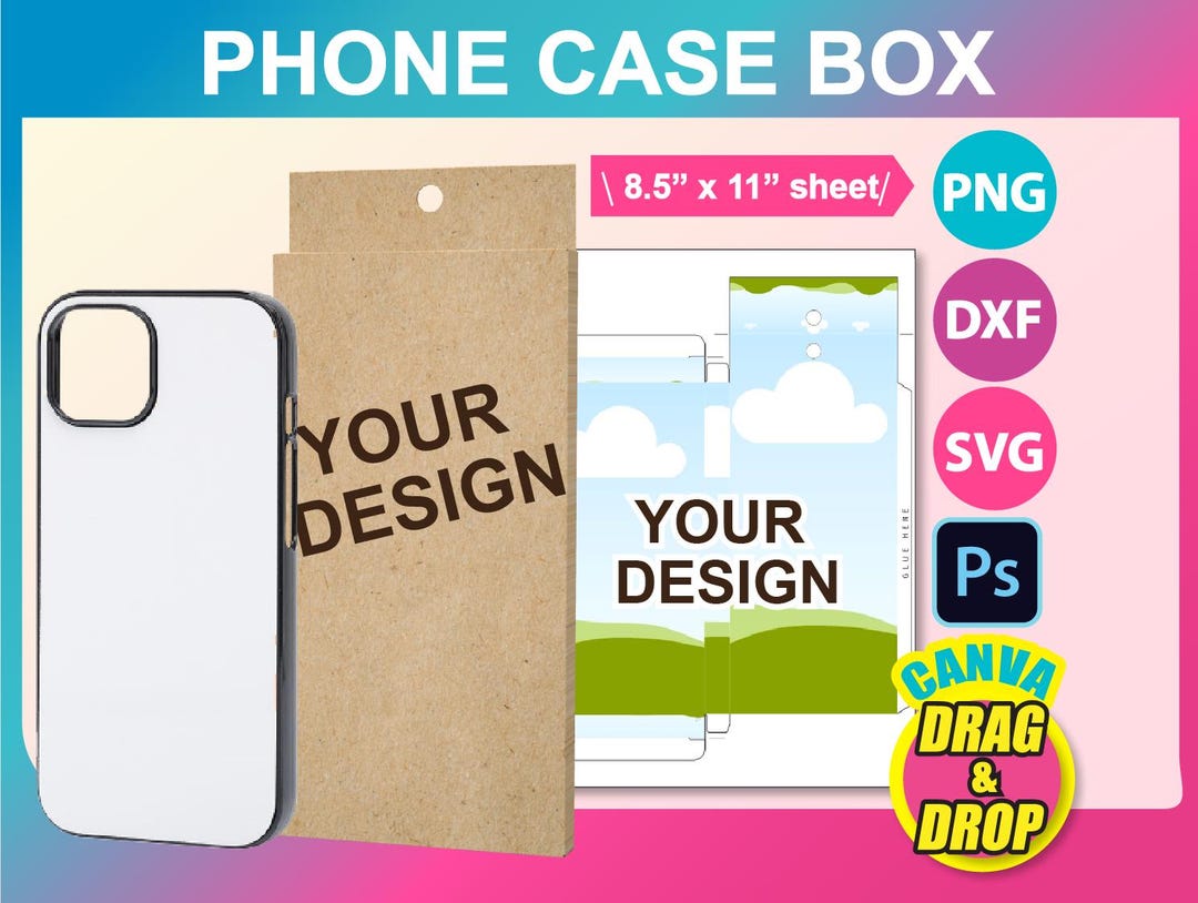 Phone Case Gift Box Template, Canva, Phone Case Box SVG, Dxf, Ms Word ...