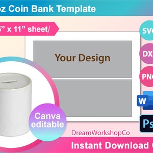 Ceramic Coin Bank Sublimation Template: Canva, SVG, PNG, PSD (8.5"x11 ...