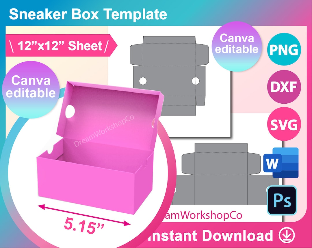 Shoes Box Template, Mini Sneaker Box Template, Valentine's Gift Box S ...