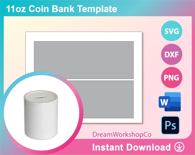 Ceramic Coin Bank Sublimation Template SVG DXF Ms Word | Etsy
