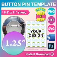 WRMK Square Button Press Editable Canva Template | 1.25 Inch Square ...