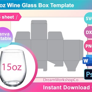 15oz Wine Glass Box Template, Sublimation, Ms Word, PSD, PNG, SVG, Dxf ...