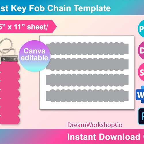 Key Fob Chain Template 8.5x11 Sheet SVG PNG PSD and Docx - Etsy