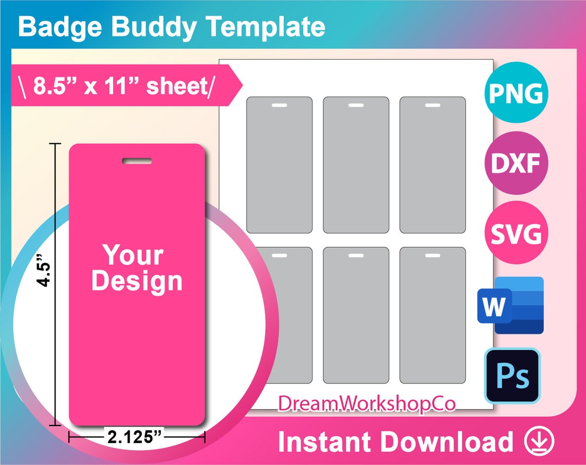 ID Badge Template Id Badge Blank Template SVG DXF Ms Word - Etsy