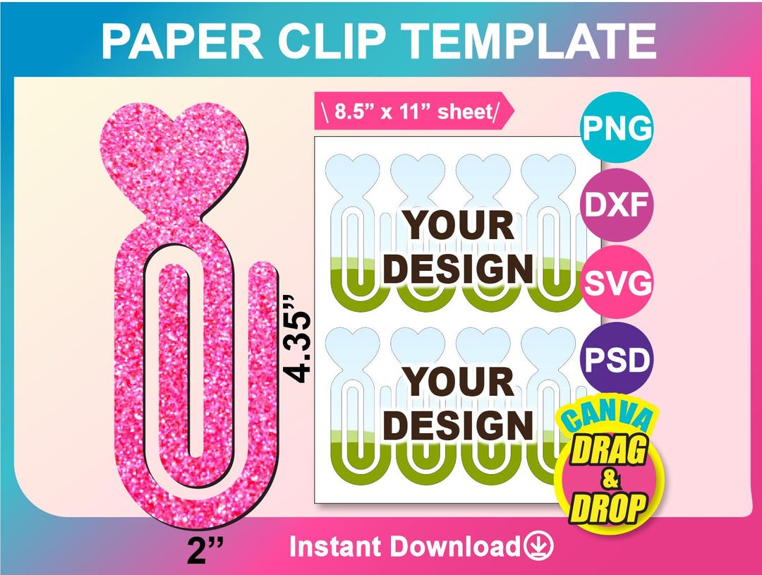 Jumbo Heart Paper Clip Svg, Heart Bookmark, Cut File, Paper Clip ...