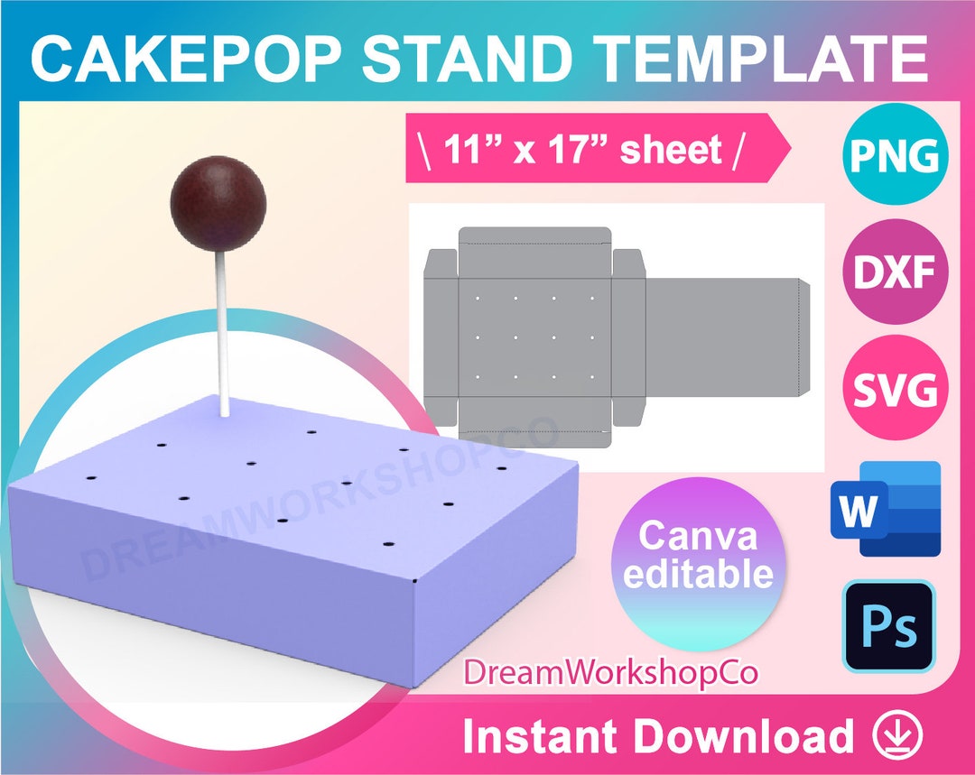 Cake Pop Stand Template, Cake Pop Stand Box Template, PSD, SVG, DXF ...