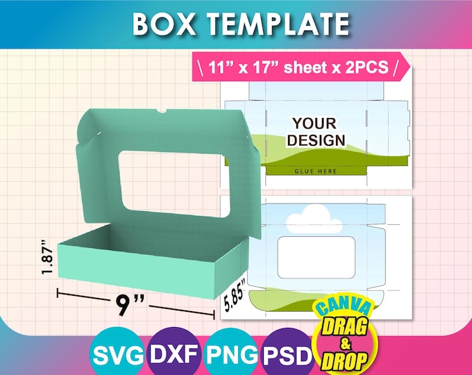 Rectangle Box Template, Box SVG for Cricut, Box With Round Window, Gift ...