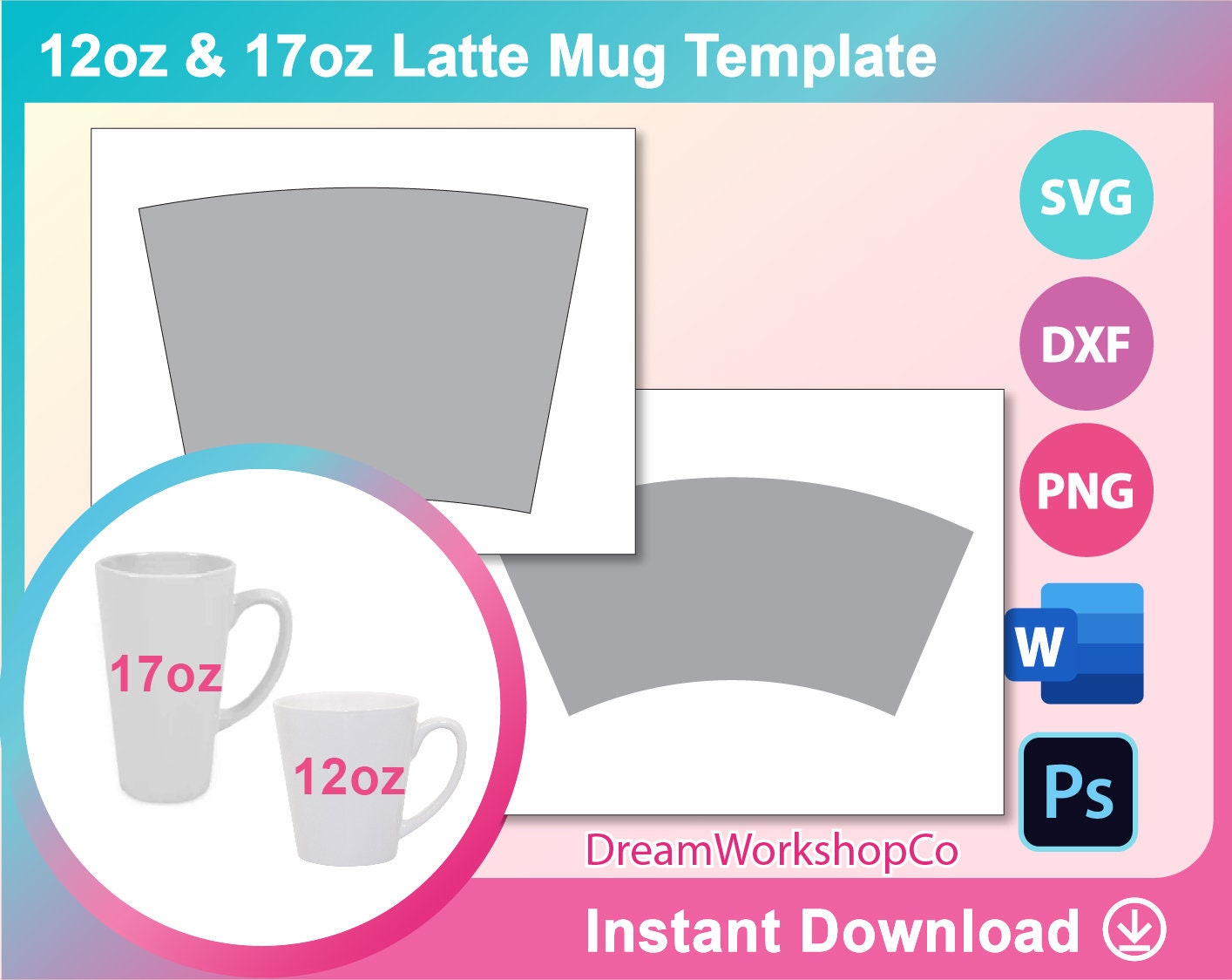 Bundle 12oz Latte Mug Template 17oz Latte Mug Template Etsy