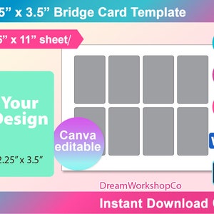 2.25 X 3.5 Bridge Card Template, Playing Card Template SVG, DXF, Canva ...