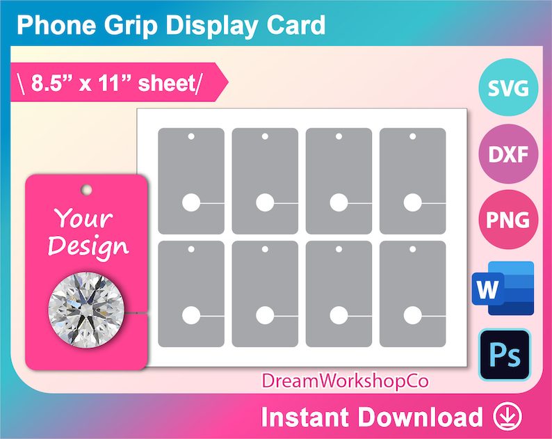 Phone Grip Display Card Phone Grip Card Template SVG DXF - Etsy