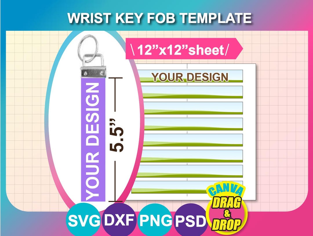1 Inch Width Wrist Key Fob Chain, Key Fob Chain Template Canva, SVG ...