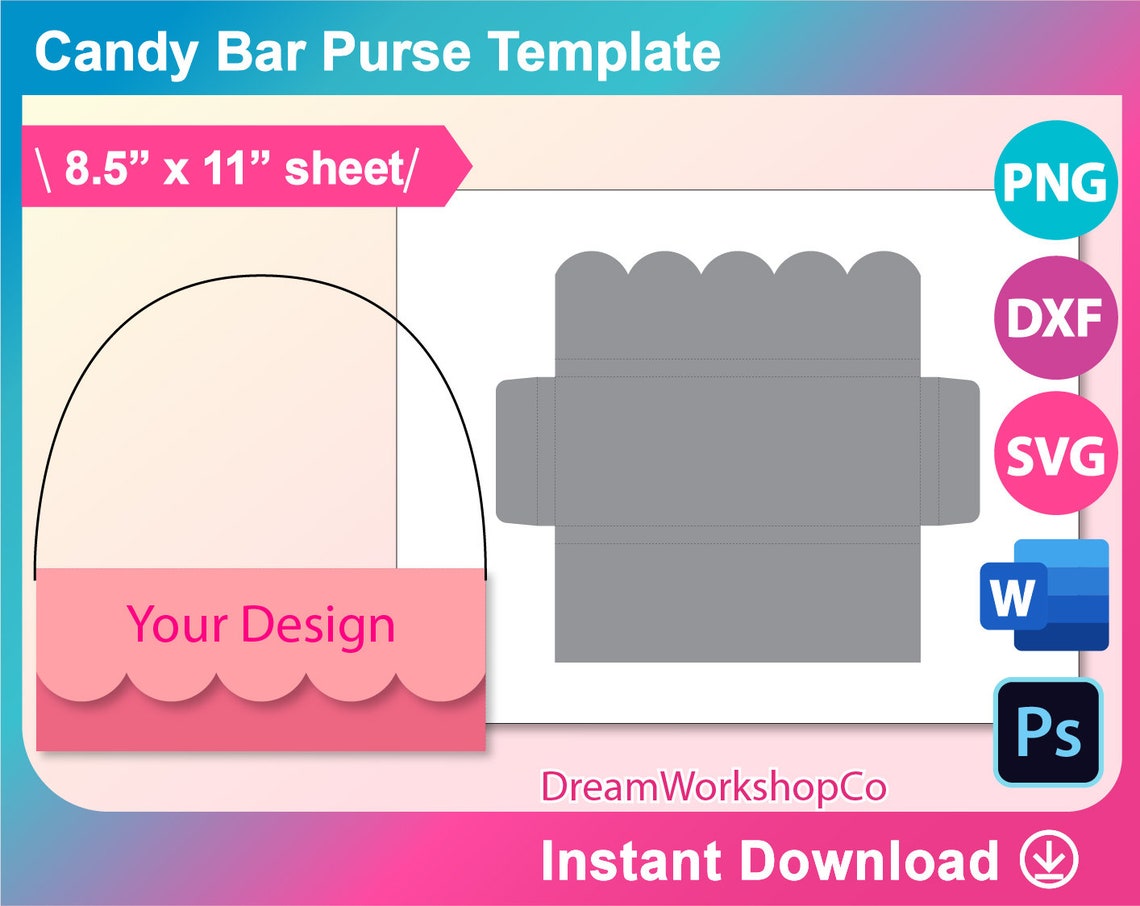 Chocolate Bar Purse Template 1.55oz Chocolate Bar Scalloped - Etsy