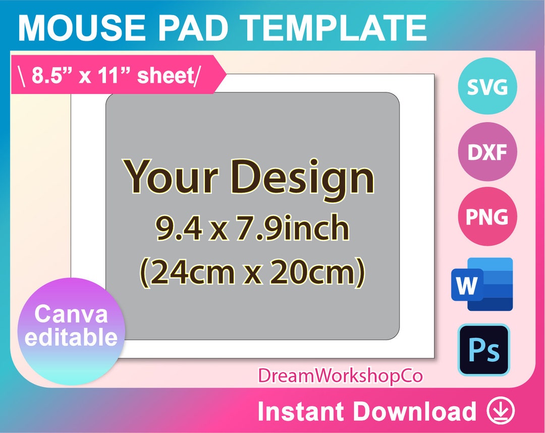 Rectangle Mouse Pad Template Mouse Pad Sublimation Template - Etsy