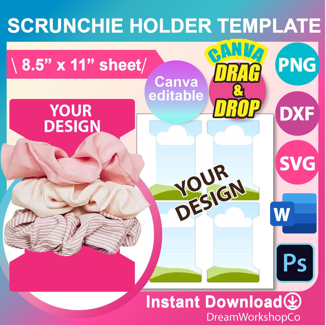 Scrunchie Display Card Template SVG, DXF, Ms Word Docx, Png, Psd ...
