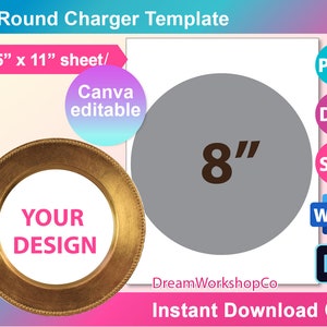 8inch Plate Charger Template 4 Sizes Plate Charger Insert - Etsy
