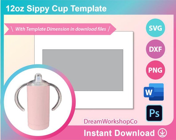 12oz Sippy Cup Template Straight Sublimation Ms Word PSD | Etsy