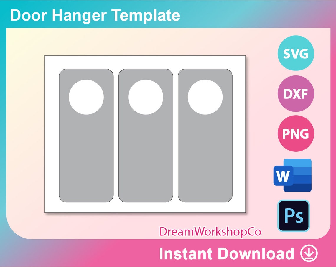 Door Hanger Template Ms Word PSD PNG SVG Dxf - Etsy