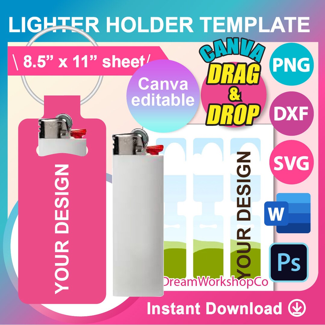 Lighter Holder Template, Sublimation Template, Canva, SVG, DXF, DOCX ...