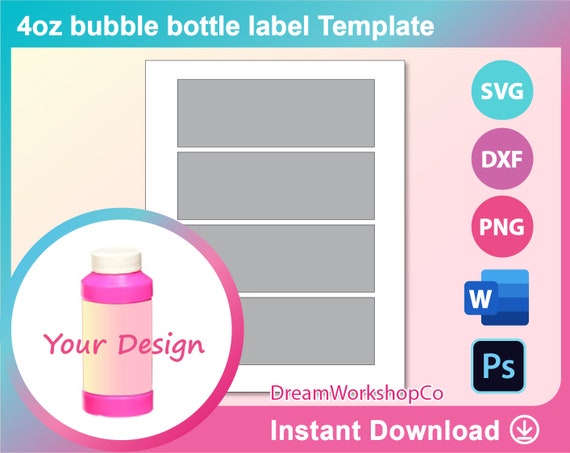 4oz Bubble Bottle label Template Sublimation Template SVG | Etsy