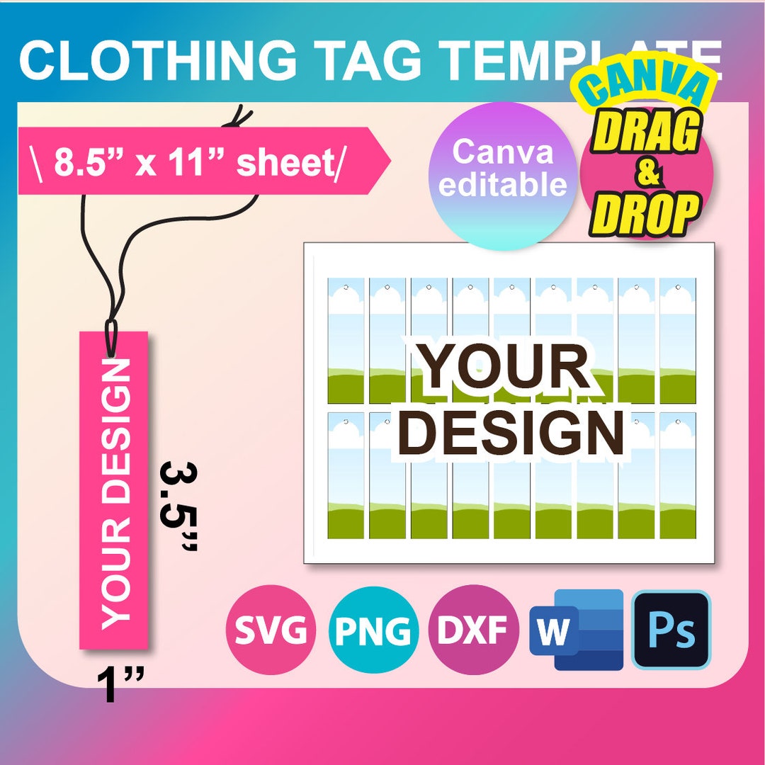 1"x3.5" Hang Tag Template, Clothing Tag, Wedding Tag Template, Shipping ...
