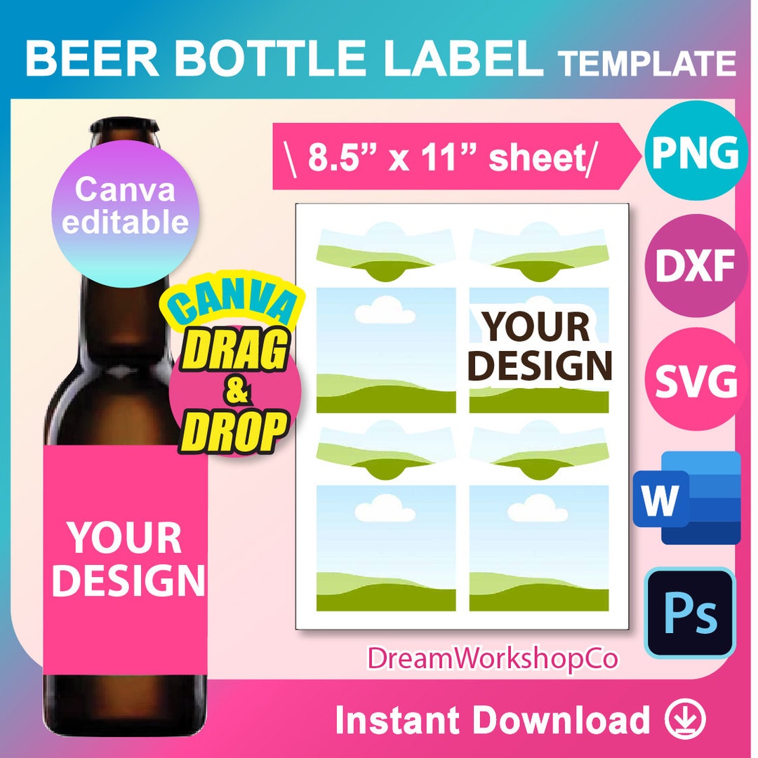 Beer Bottle Label Template, SVG, DXF, Canva, Ms Word Docx, Png, PSD, 8. ...