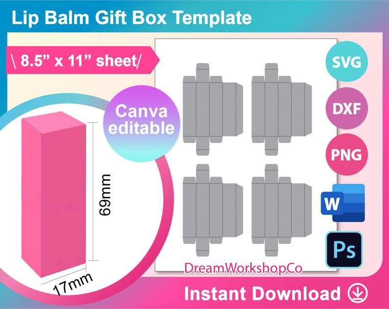 Lip Balm Giftbox Template Lip Balm Box Template SVG DXF - Etsy
