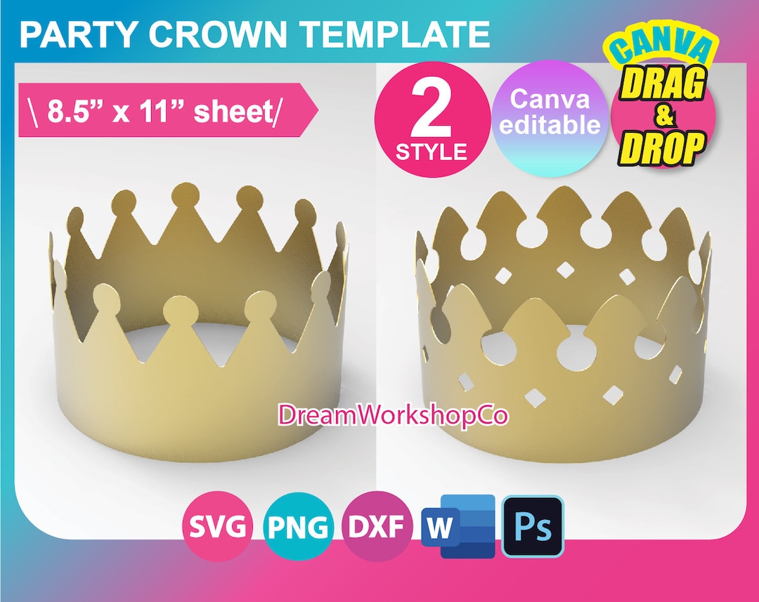 Kings Crown Party Hat Template, SVG, DXF, Ms Word Docx, Png, Psd, 8.5 ...