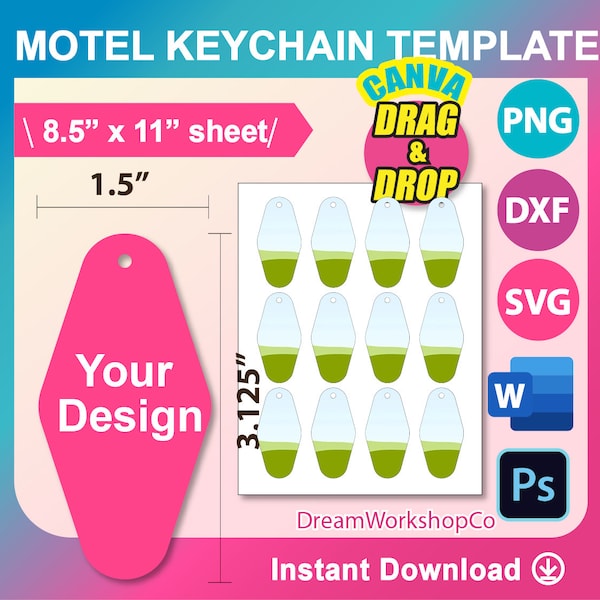 Motel Keychain Template - Etsy