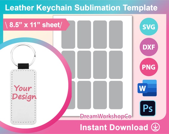 Rectangle Leather Keychain Template Sublimation Template - Etsy