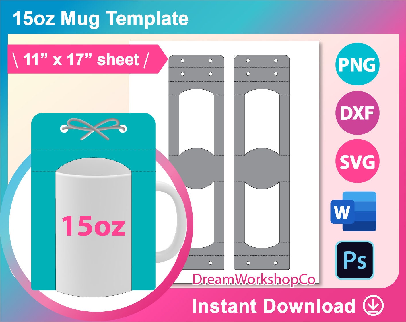 15oz Mug Holder Template Mug Box Template Mug Gift Box - Etsy