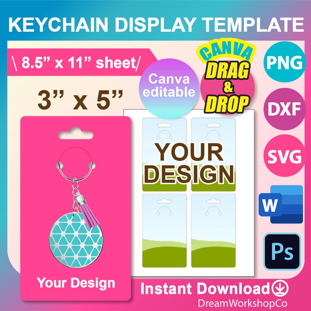 Keychain Display Card Template, Keychain Display Card Template, SVG ...