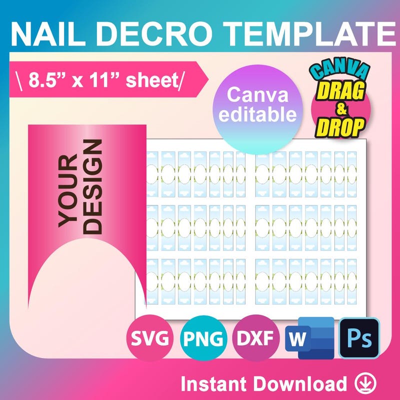 Nail Decal Template Word - Etsy