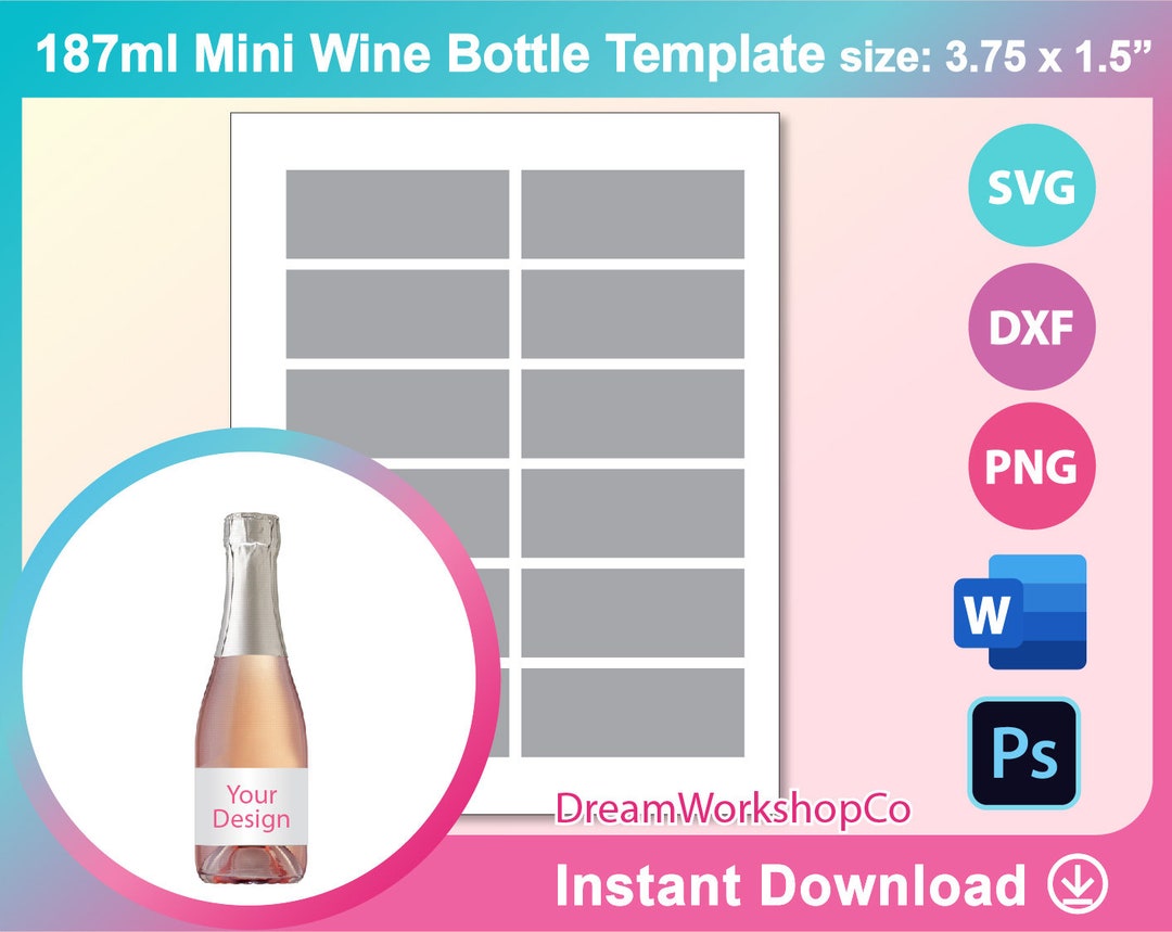 Mini Wine Bottle Label Template Mini Champagne Labels. Mini Champagne ...