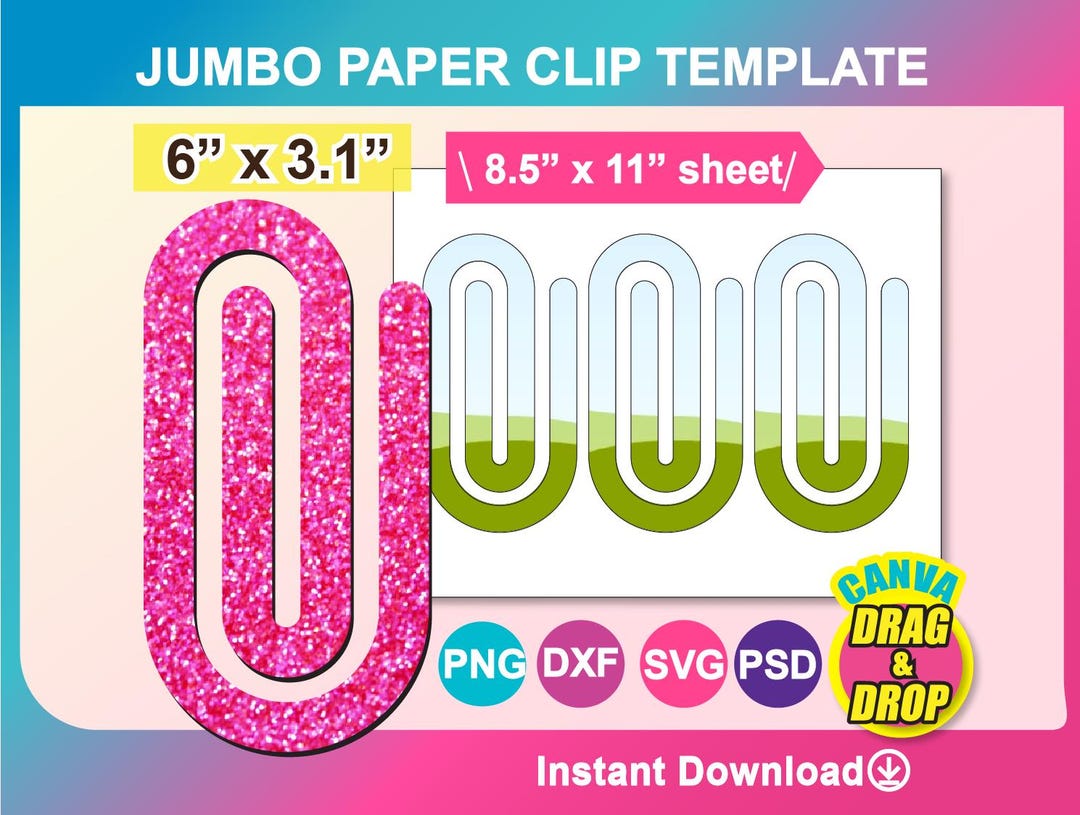 Jumbo Paper Clip Svg, Cut File, Paper Clip, Bookmark Template SVG ...