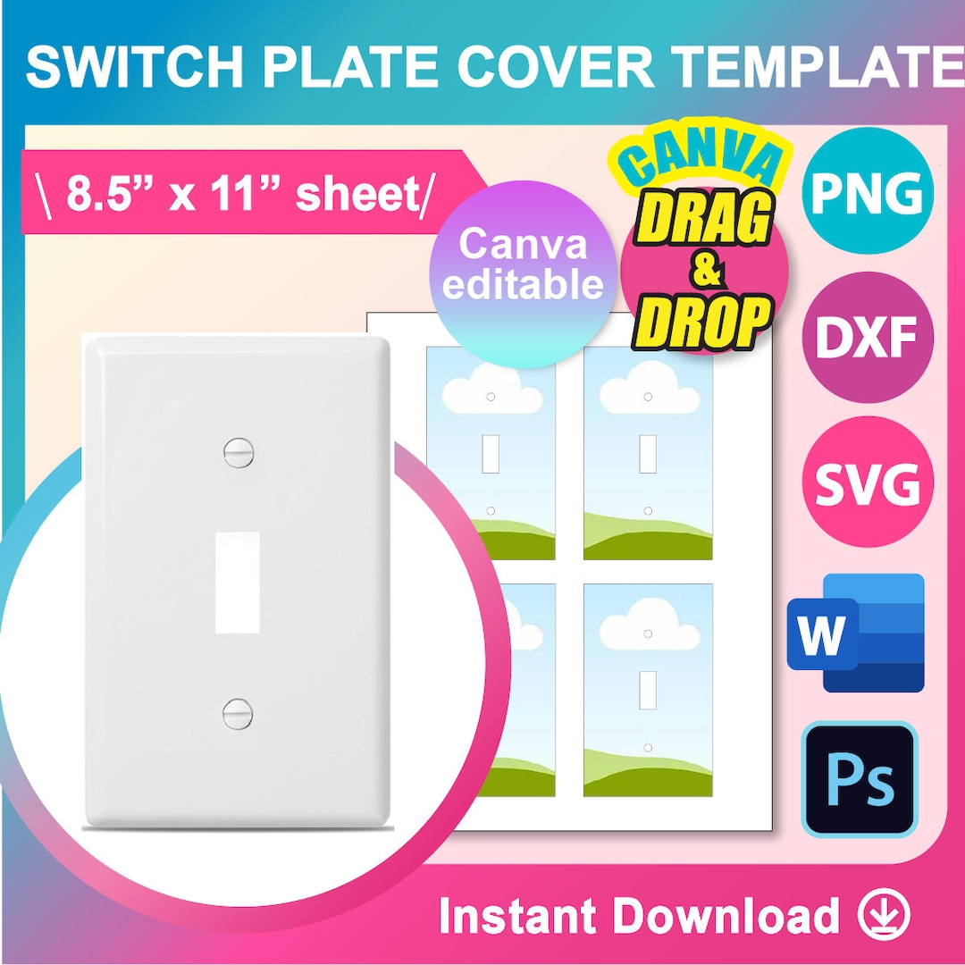 Switch Plate Cover Template, Canva, SVG, DXF, Psd, Png, Digital ...