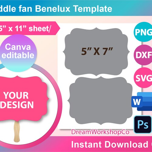Rectangle Paddle Fan Template Canva PSD SVG DXF Ms Word - Etsy