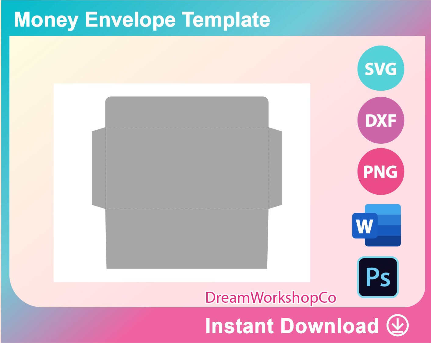 Money Envelope Template Ms word PSD PNG SVG Dxf | Etsy