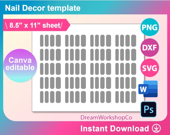 Nail Template Nail Template SVG DXF Canva Ms Word Docx - Etsy UK