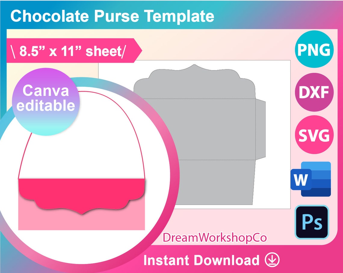 Chocolate Bar Purse Template 1.55oz Chocolate Bar Purse - Etsy
