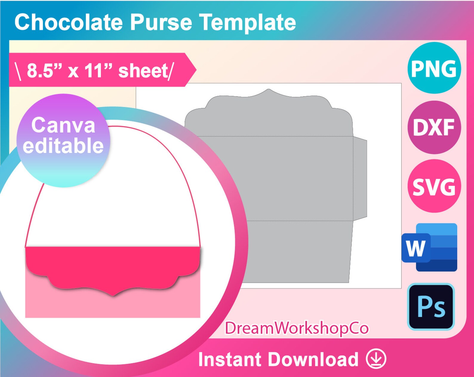 Chocolate Bar Purse Template 1.55oz Chocolate Bar Purse - Etsy