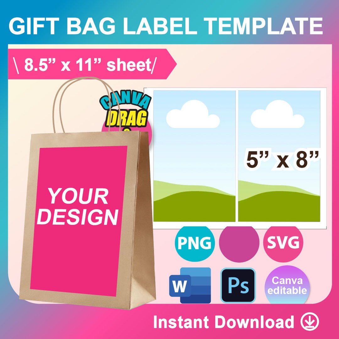 Gift Bag Label, Gift Bag Label Template. SVG, Canva, DXF, Ms Word Docx ...