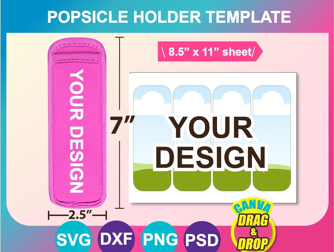 Ice Pop Wrap Sleeve Template, Popsicle Sleeve Template, PSD, SVG, DXF ...