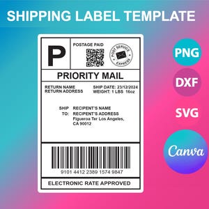 Editable Shipping Label Template ,canva, PNG, SVG, Dxf - Etsy Australia