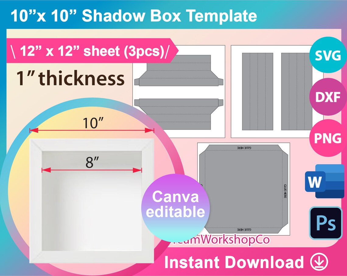 Paper Box Frame Light Box Template. Shadow Box Light Box - Etsy