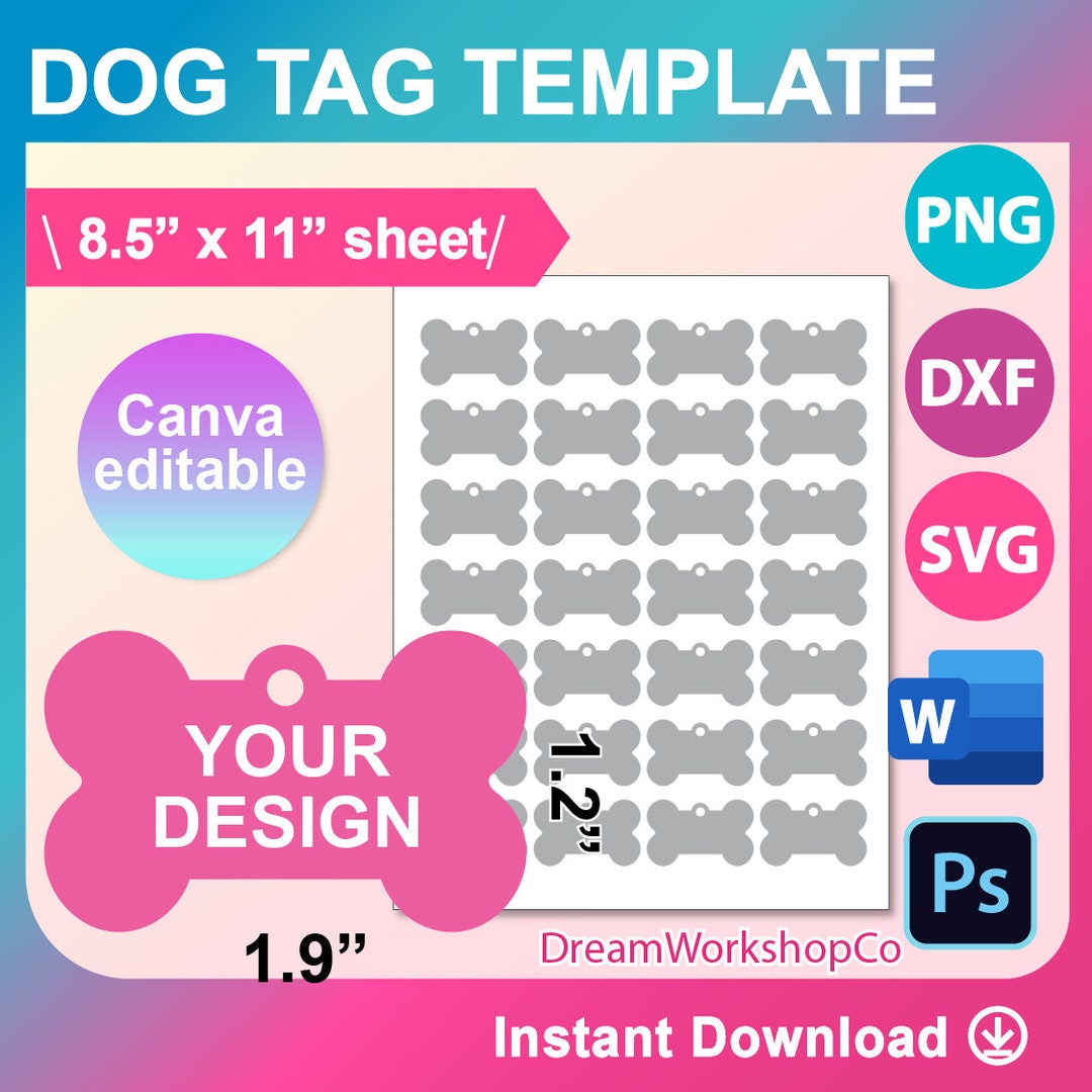 Dog Tag Template Bone Tag Template Bone Tag SVG - Etsy