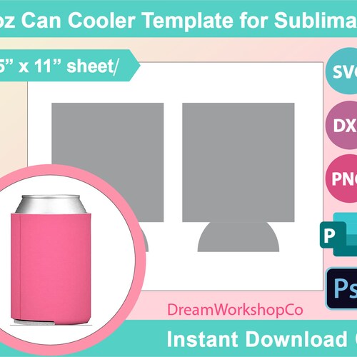 12oz Slim Can Cooler Sleeve Template 8.5x11 Sheet SVG PNG | Etsy