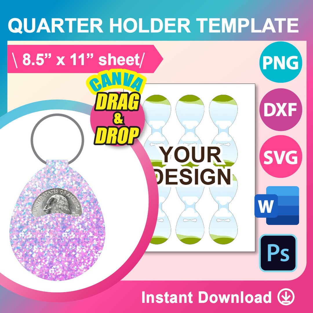 Coin Holder, Quarter Holder Template, SVG, DXF, Ms Word, Png, Pdd, 8 ...