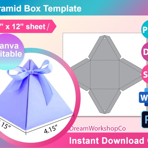 Pyramid Gift Box Template Wedding Favor Box Template Candy - Etsy