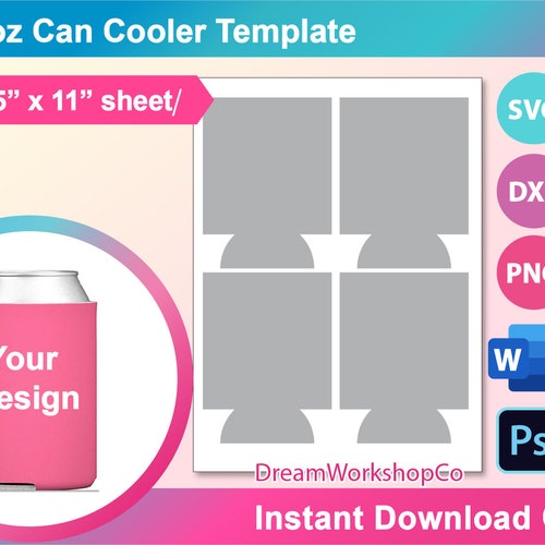 12oz Can Cooler Template Beer Cooler Template Bottle Cooler - Etsy